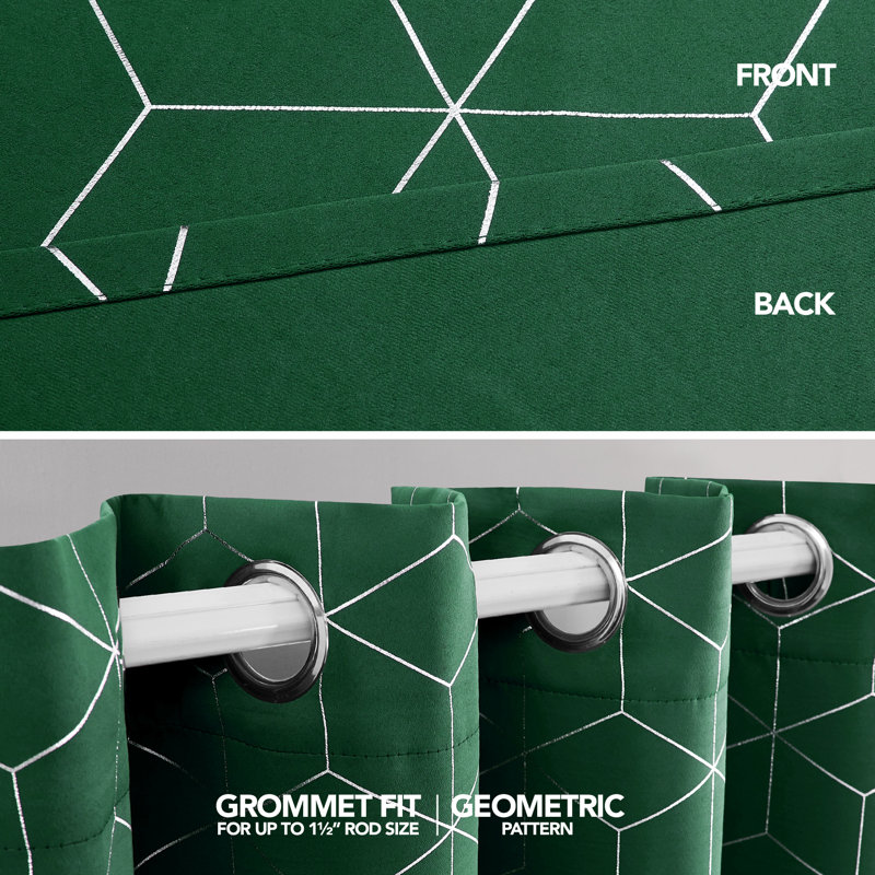 Deconovo Silver Diamond Pattern Curtain Pair | Wayfair